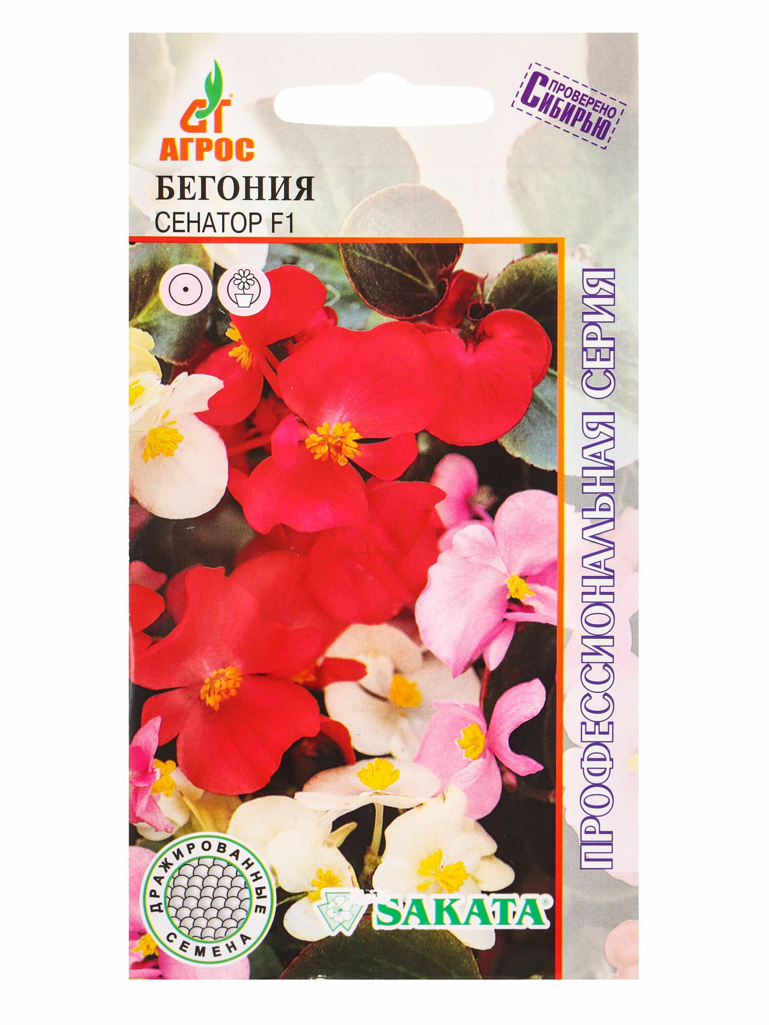 Семена цветов Бегония "Сенатор", F1, 15 шт, дражированные, "Агрос"