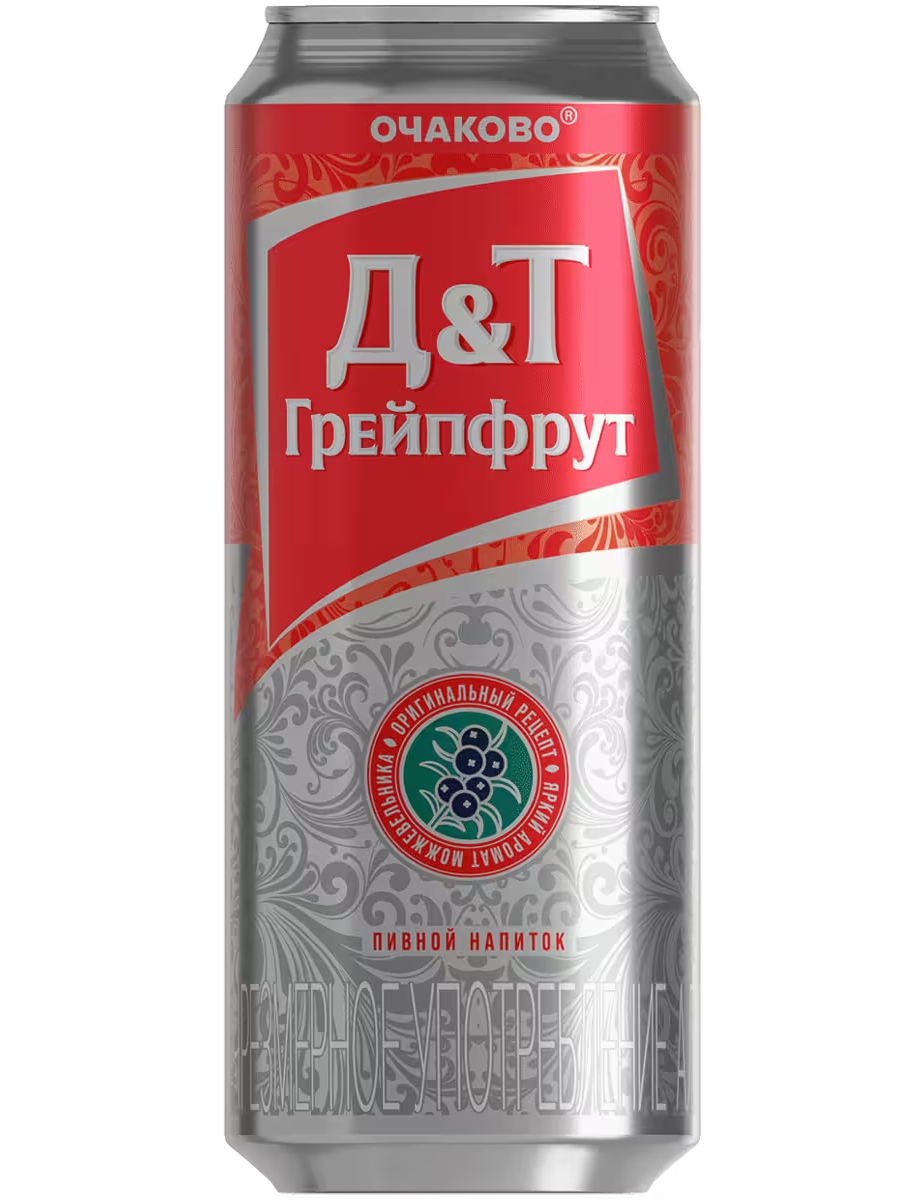 Пивной напиток Очаково Д&Т Грейпфрут, 0,45 л, в железной банке