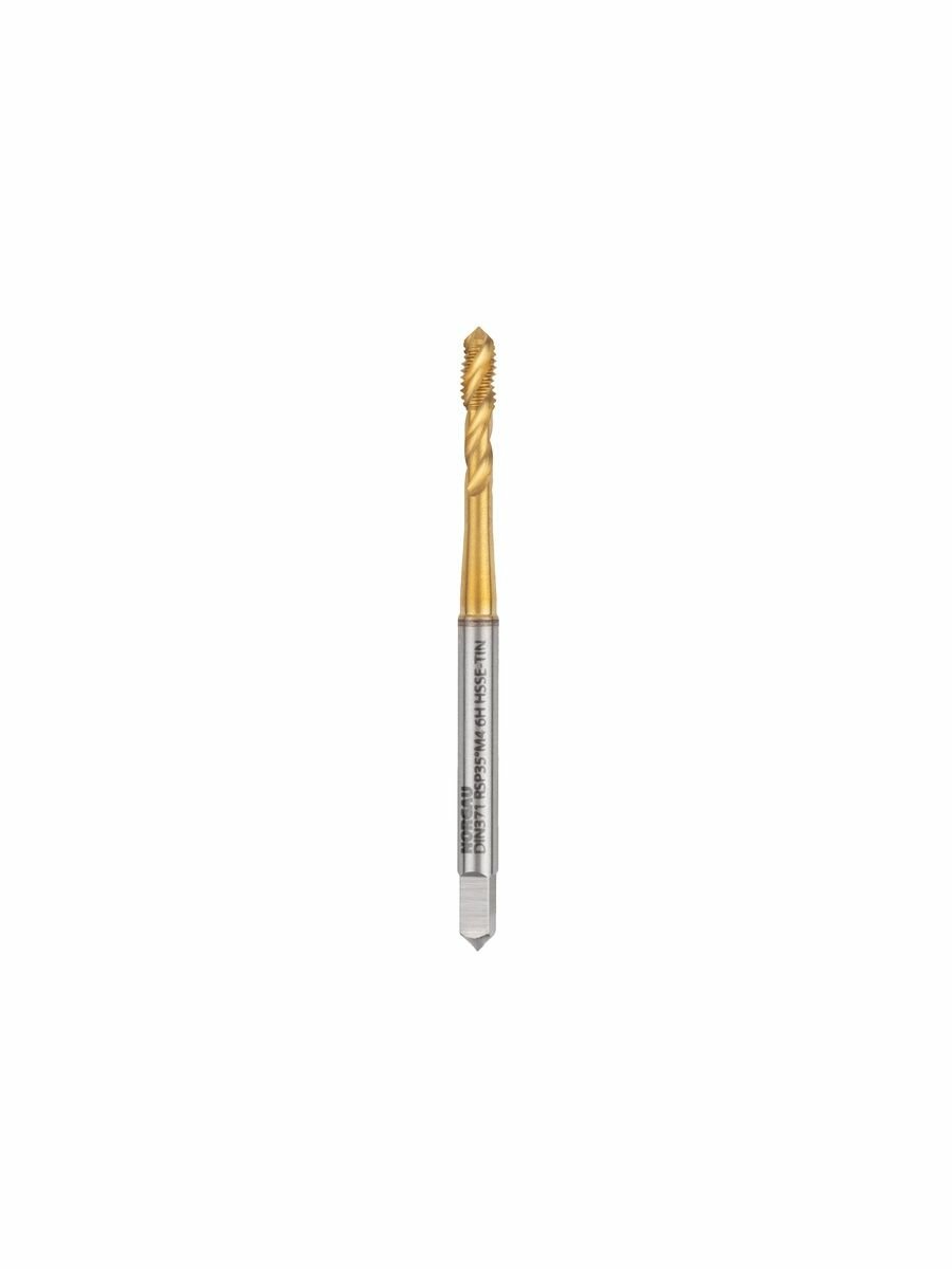 Метчик М4 NORGAU Industrial из стали HSSE (Co5%) с износостойким покрытием TIN для обработки глухих отверстий, машинный 6H