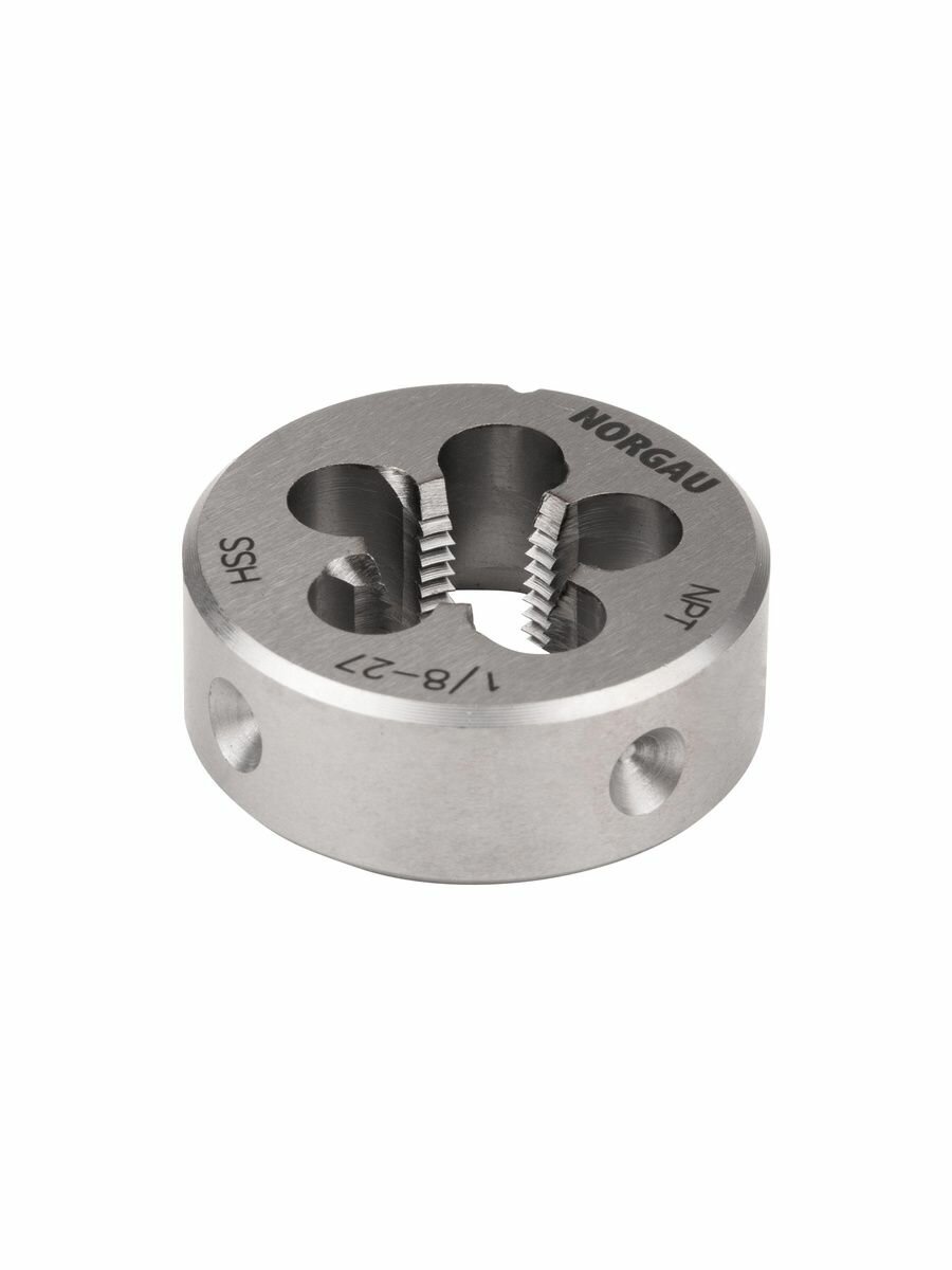 Плашка NPT 1/8х27 дюйма, диаметр 30 мм NORGAU Industrial для обработки конической резьбы с углом 60, по DIN223, HSS