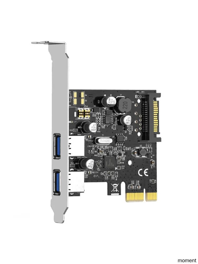 Расширительная карта PCIe to USB 3.0 с питанием SATA, белого цвета