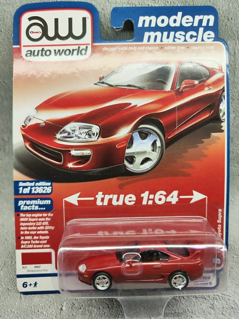 Auto World, литая модель 1:64(TOYOTA SUPRA красный)