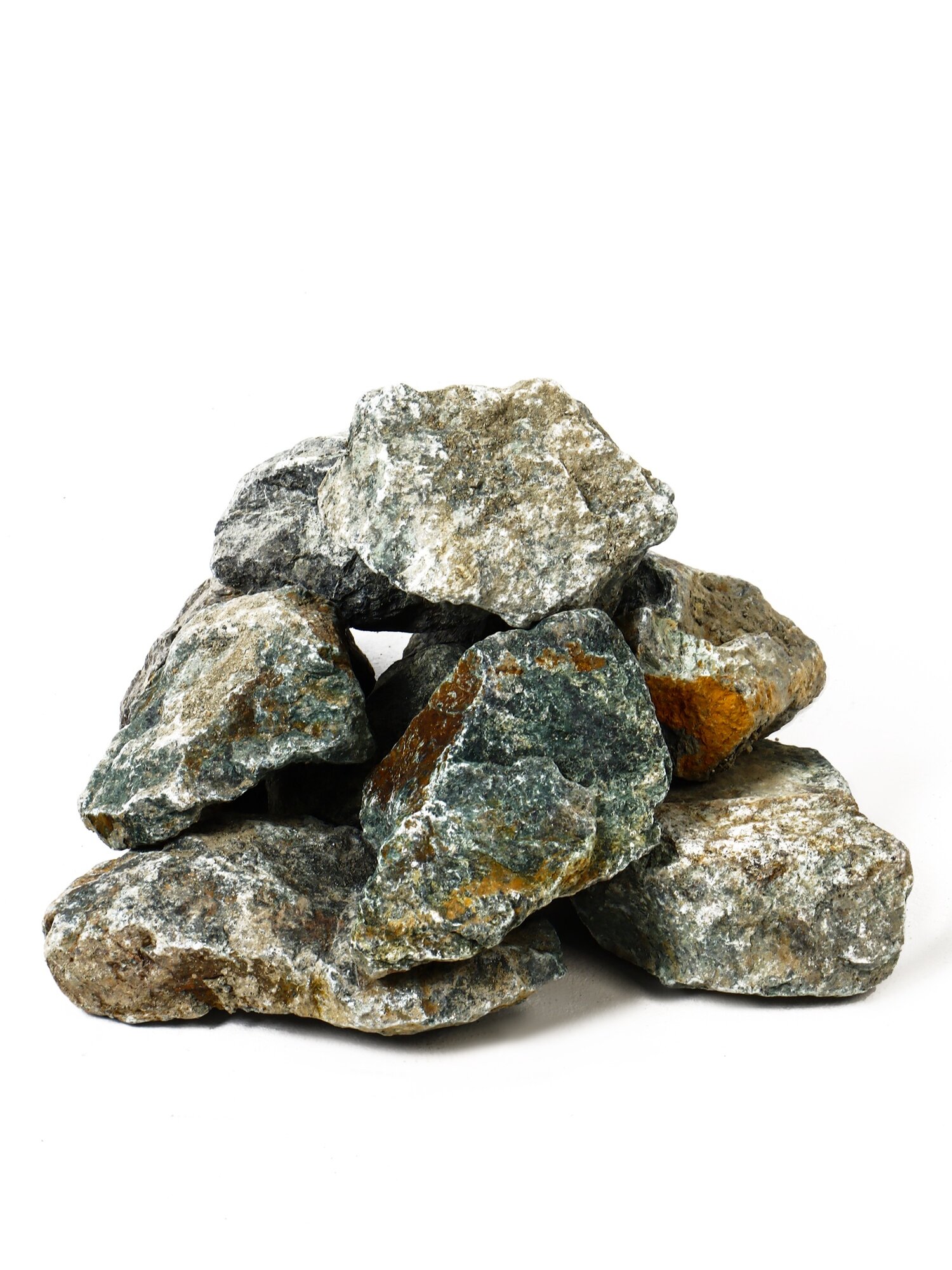 Камни для бани «Серпентинит». 10 кг, фракция 7-15 см, колотые, в коробке