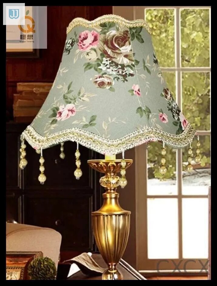 Торшер Пылезащитная Крышка Абажур для настольной лампы из ткани, зеленый с цветочным принтом, размер как на картинке