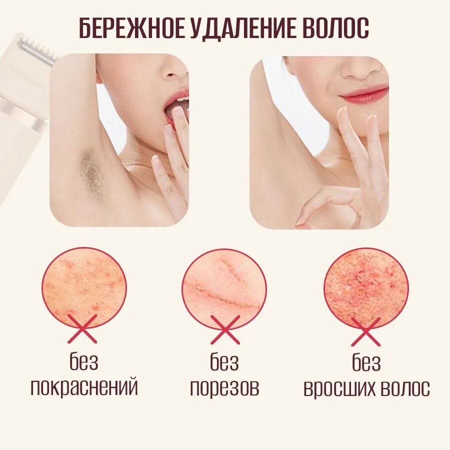 Триммер SS810 женская электробритва для всего тела, розовый, 60 мин от аккумулятора, USB — фото 1