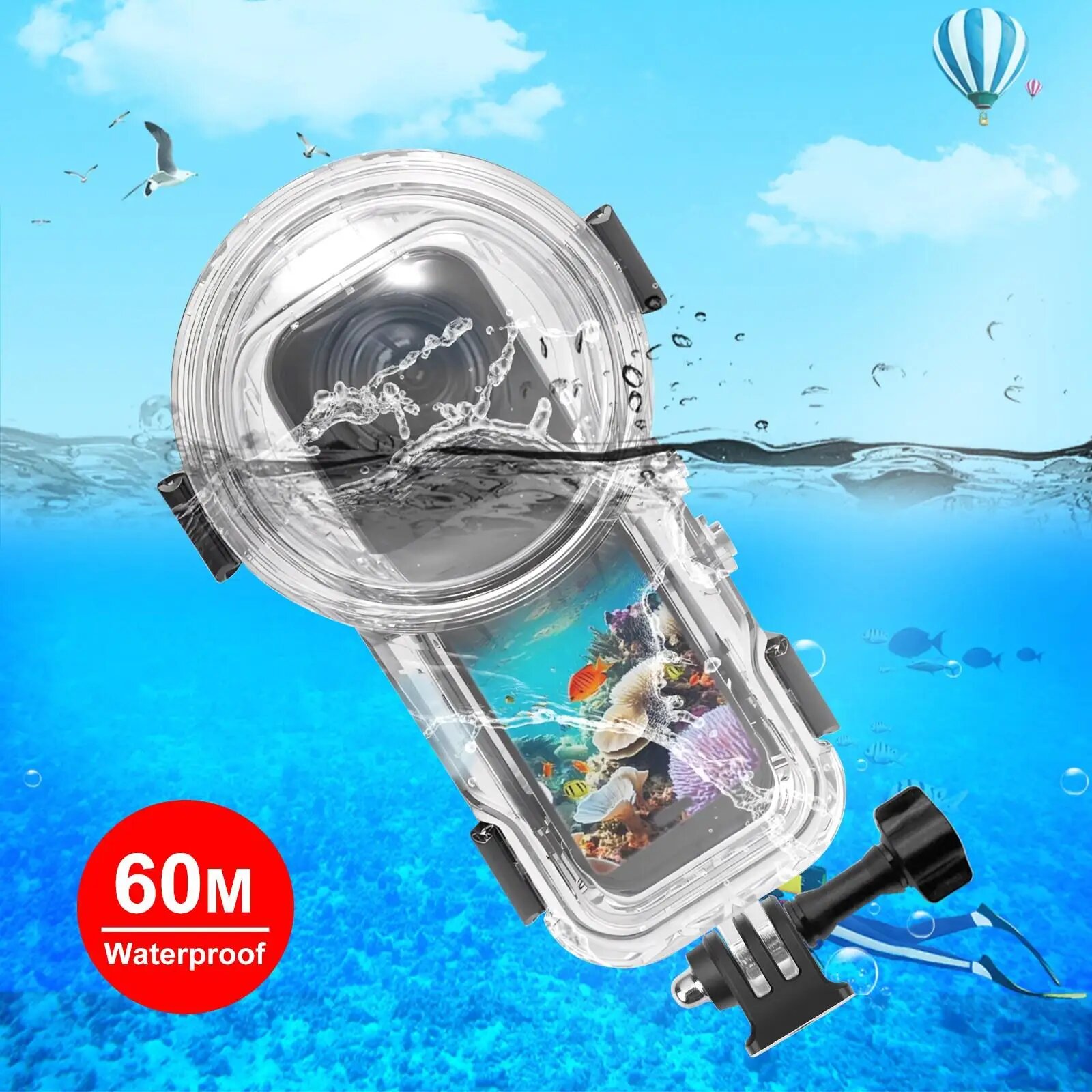 PULUZ 60 м водонепроницаемый герметичный чехол для дайвинга для Insta360 X5 для Insta360 X5 защитный чехол