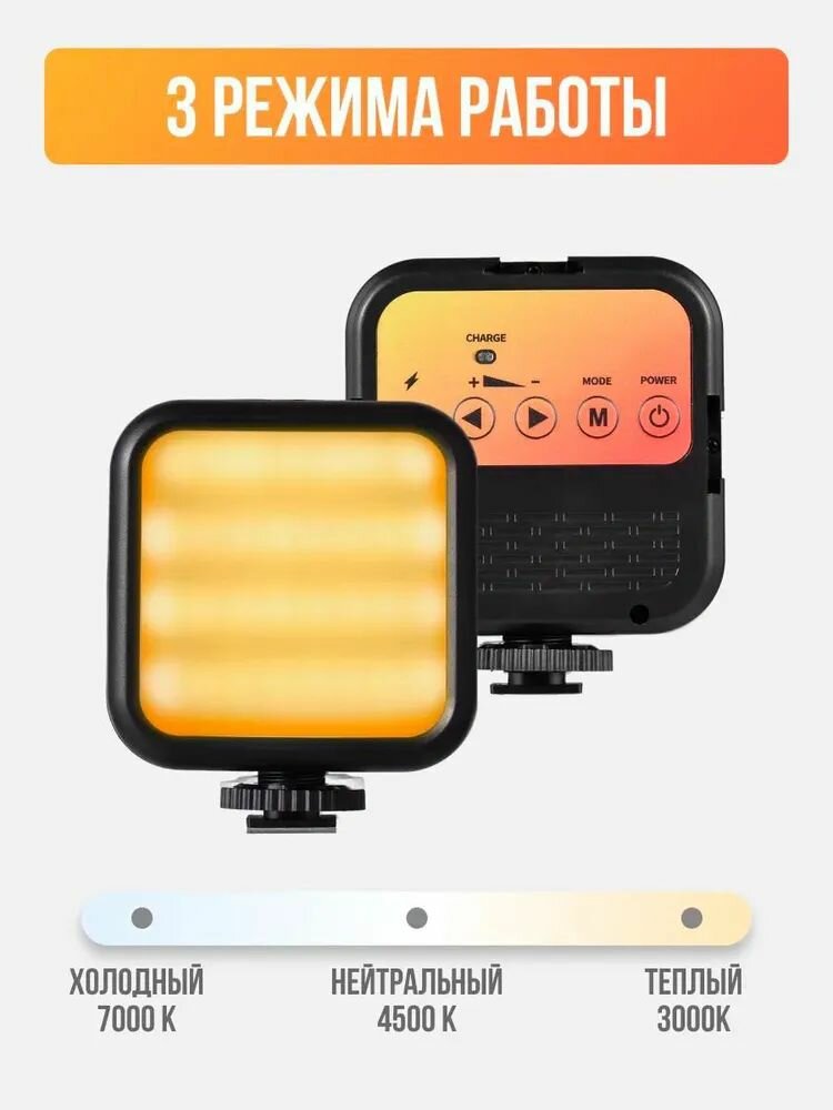Портативный LED свет для съемки на телефон и камеру на прищепке для съемки фото и видео, светодиодный видеосвет на прищепке