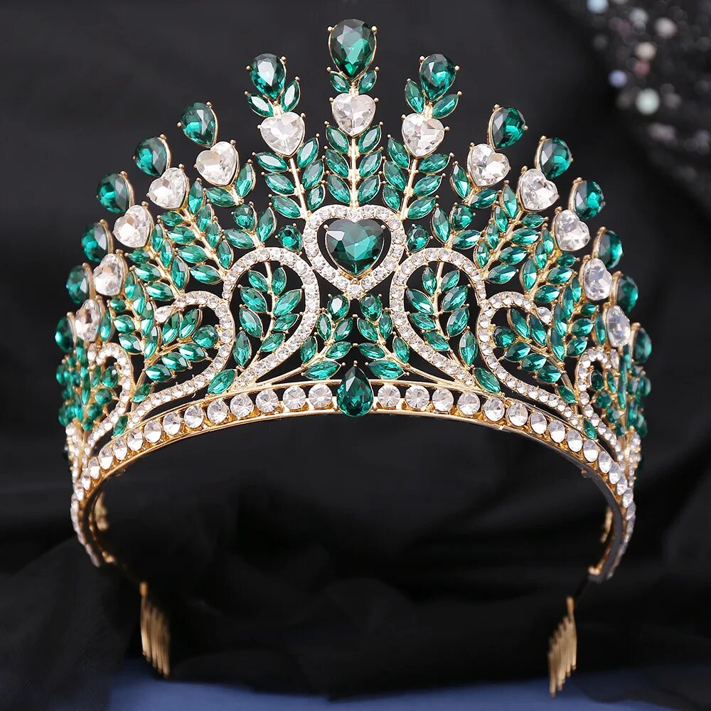 KMVEXO Кристальная диадема Изумрудный, H321 Gold Green