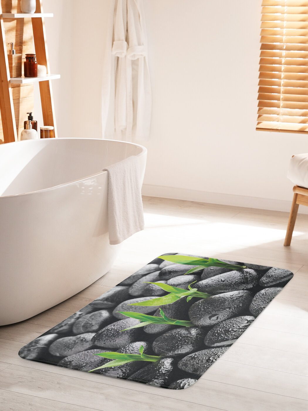 Коврик для ванной комнаты и туалета противоскользящий "Сквозь камни" 60х100 см, JoyArty