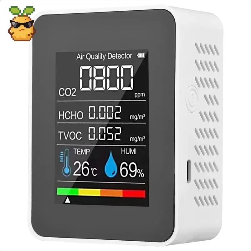 L5(E P B R) 5 в 1 Монитор качества воздуха TVOC HCHO Измеритель температуры и влажности CO2, перезаряжаемый USB-детектор CO2 Белый