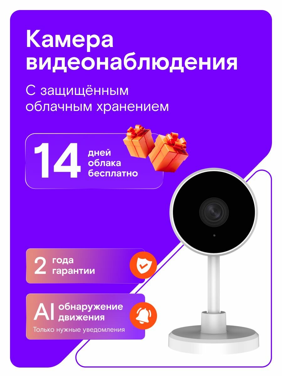 Камера видеонаблюдения Ростелеком IPC-C22E-S2 v2 Wi-Fi, для дома, с датчиком движения