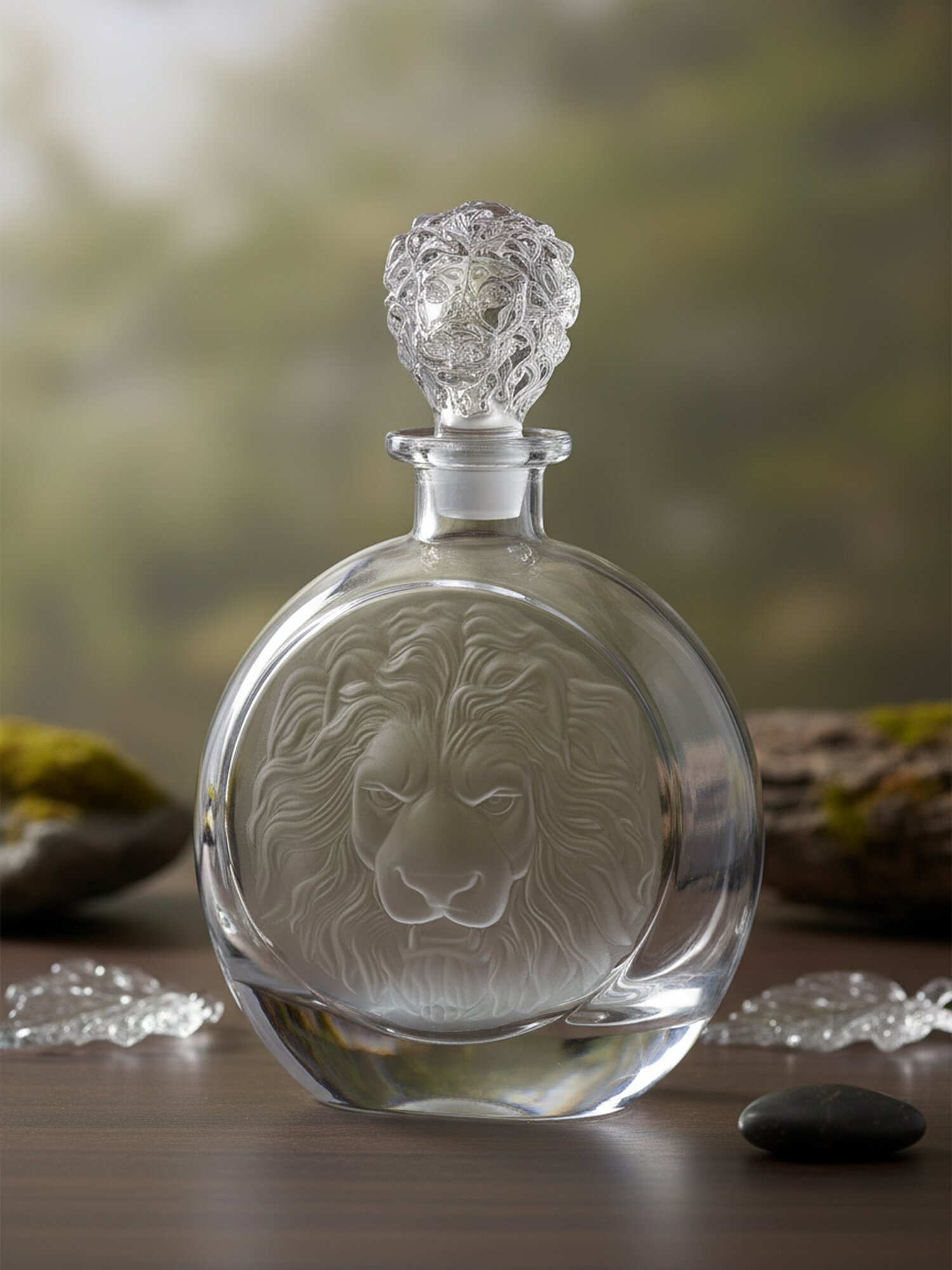 Штоф стеклянный Domenik Spirit of nature 0.7 л, графин для крепких напитков с рельефом льва, артикул DMG003