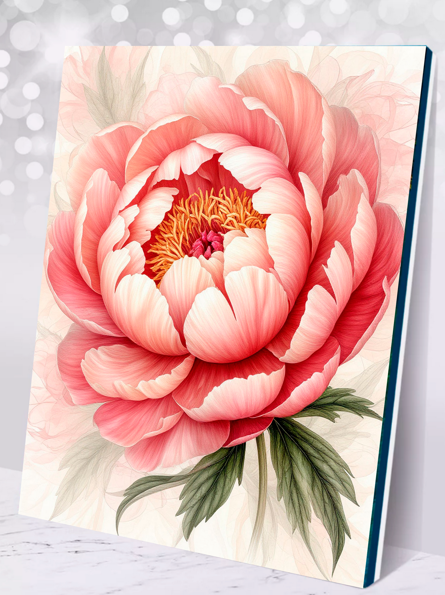 Картина по номерам Пион 40х50 см, хлопковый холст на подрамнике, акрил, Art Hobby Home