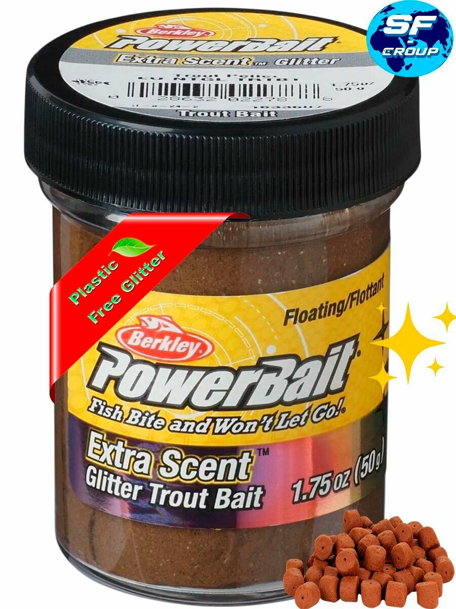 Форелевая паста Berkley PowerBait Extra Scent Glitter Trout Bait FISH PELLET Glitter/ 50g