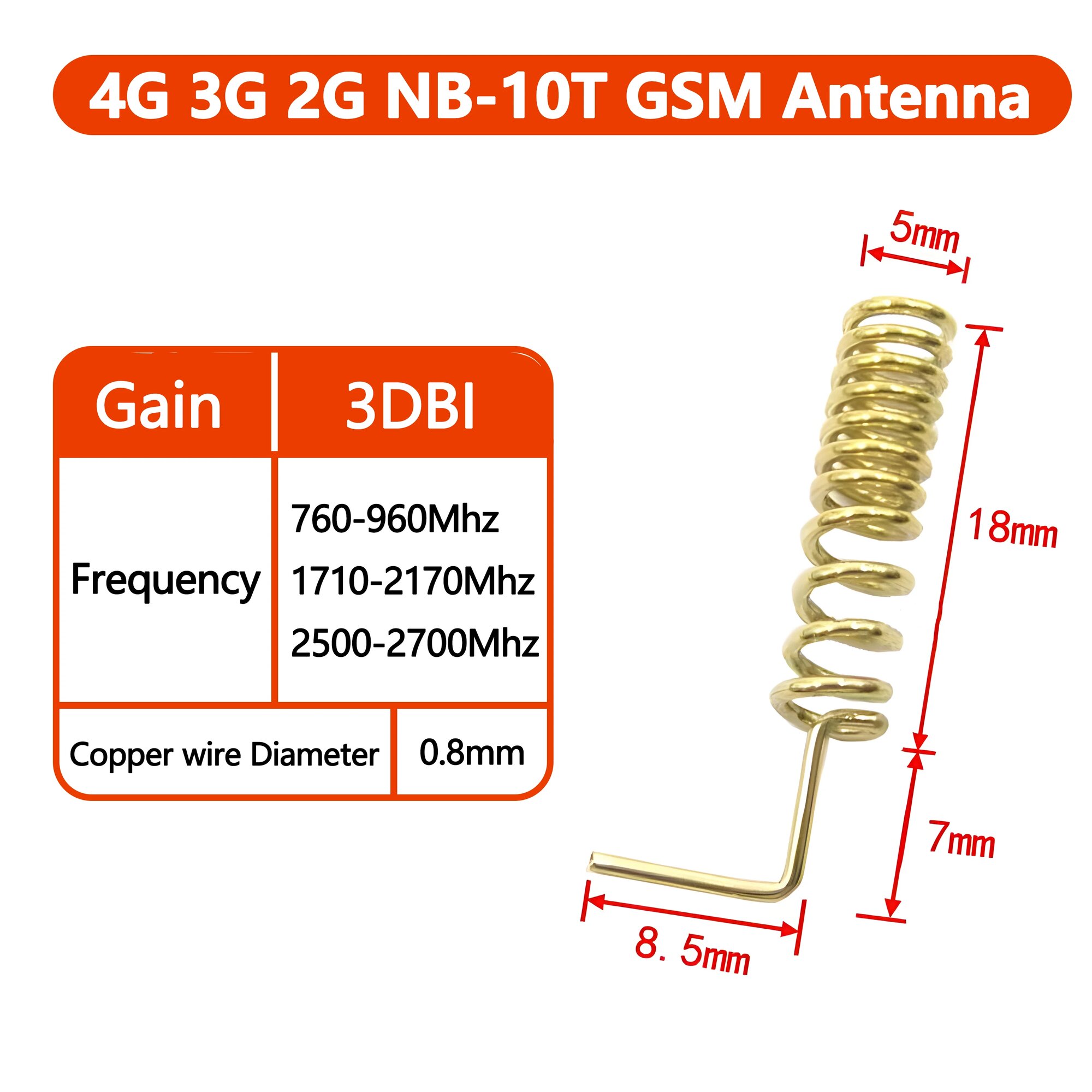 Двухдиапазонная пружинная антенна DARZOOM 433/470/315 МГц 4G 3G 2G 18x5 L