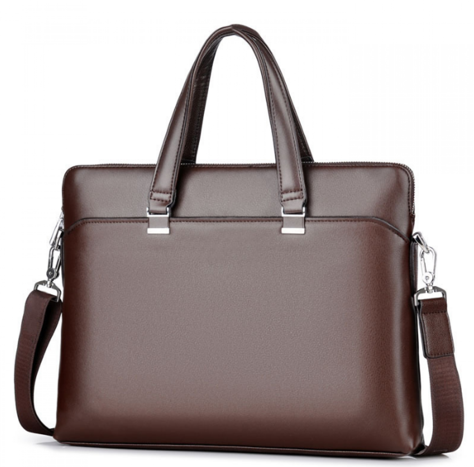 Сумка MyPads M714 из импортной эко-кожи для ноутбуков и планшетов до 15.4 дюймов, тонкая бизнес сумка коричневого цвета