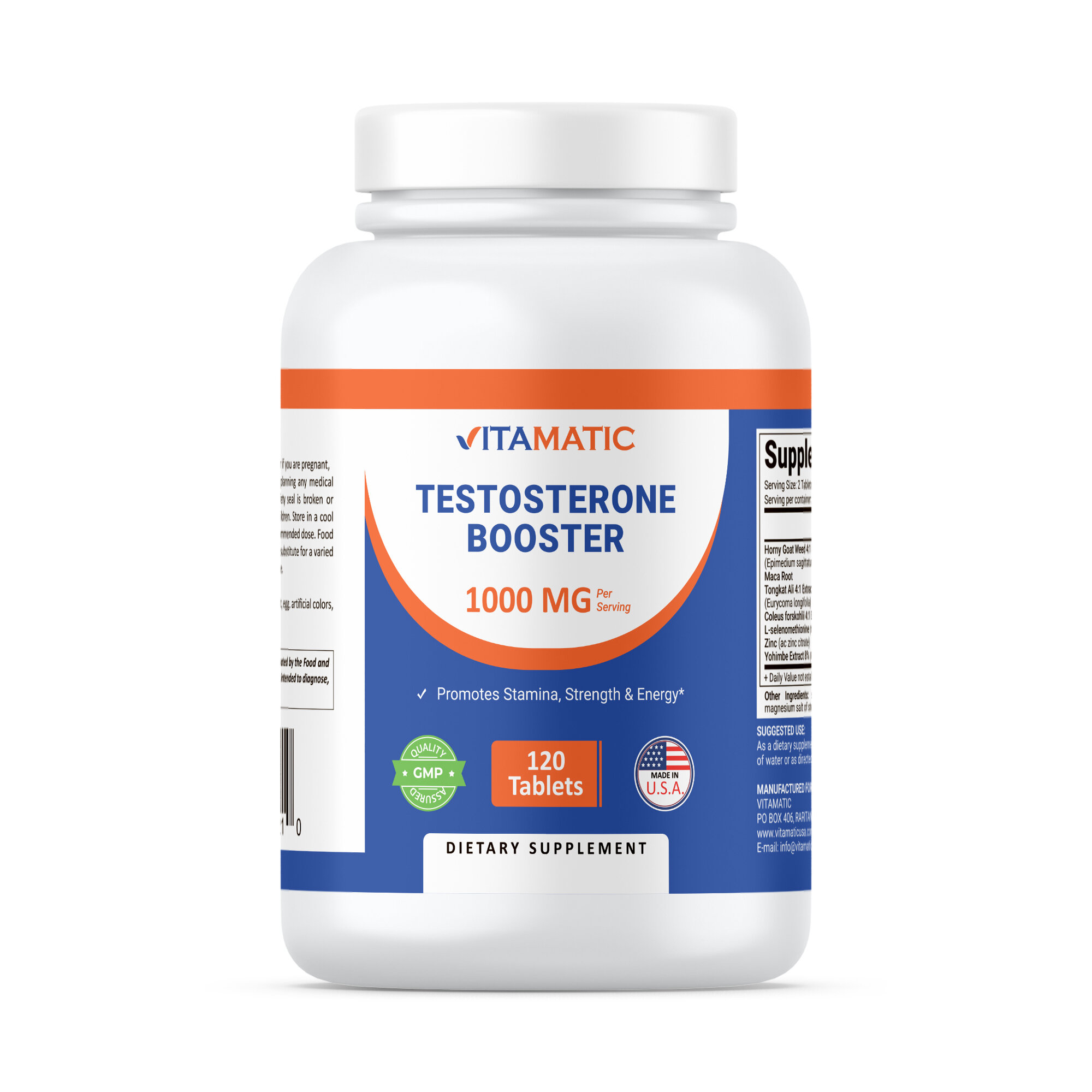 Vitamatic Бустер тестостерона для мужчин 120 таблеток для повышения энергии, силы и выносливости