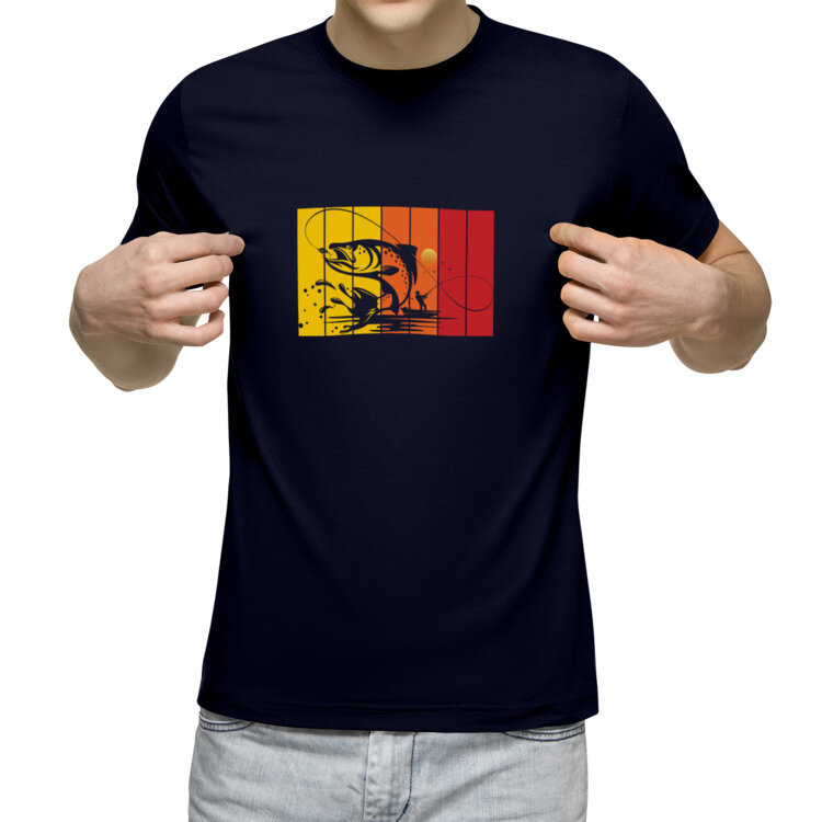 Мужская футболка «Рыбак и рыба» (темно-синий, 2XL)