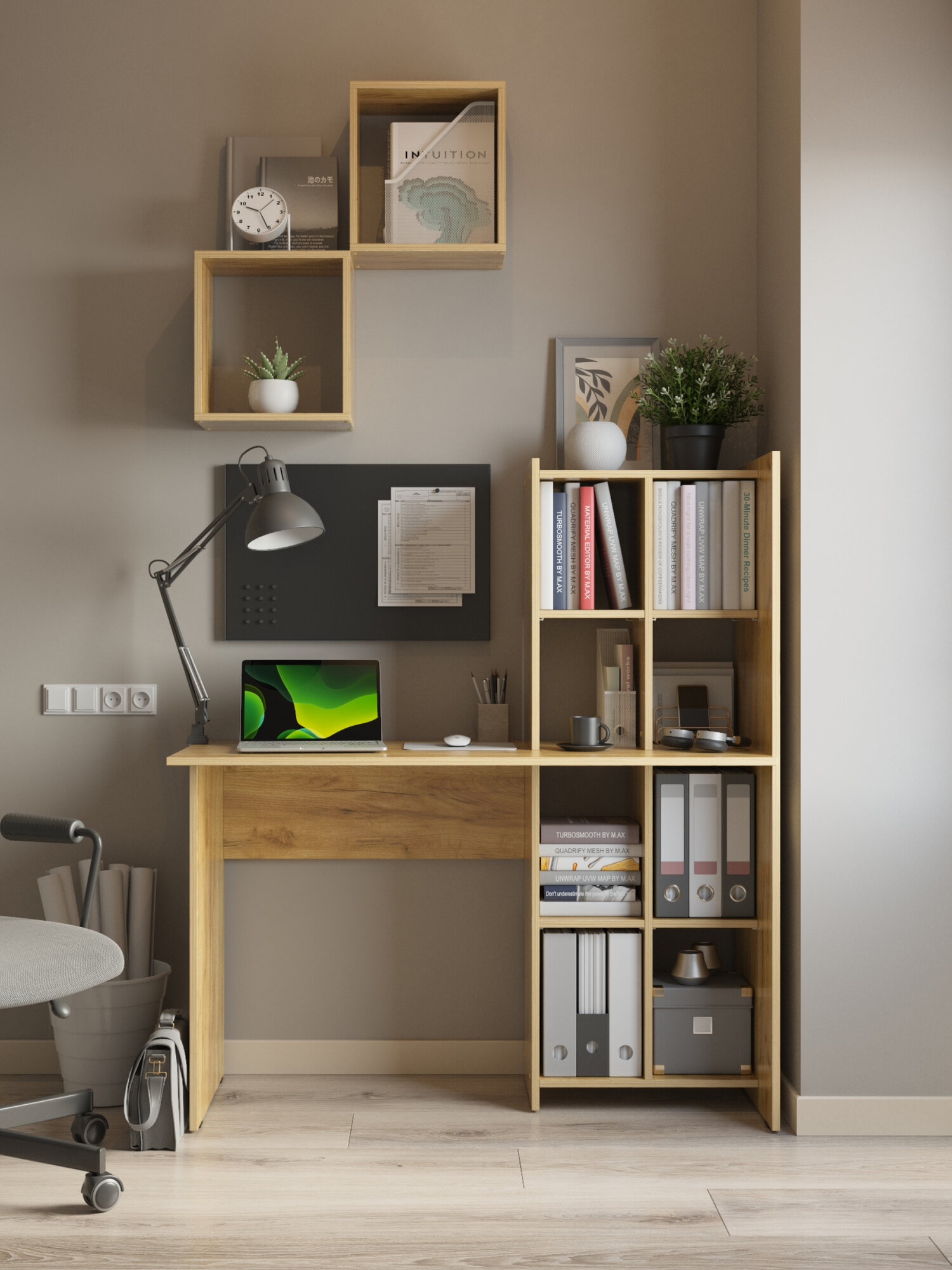 Стол письменный Vif "Эдем-1" дуб крафт золотой с надстройкой, 1218х522х1358 мм.