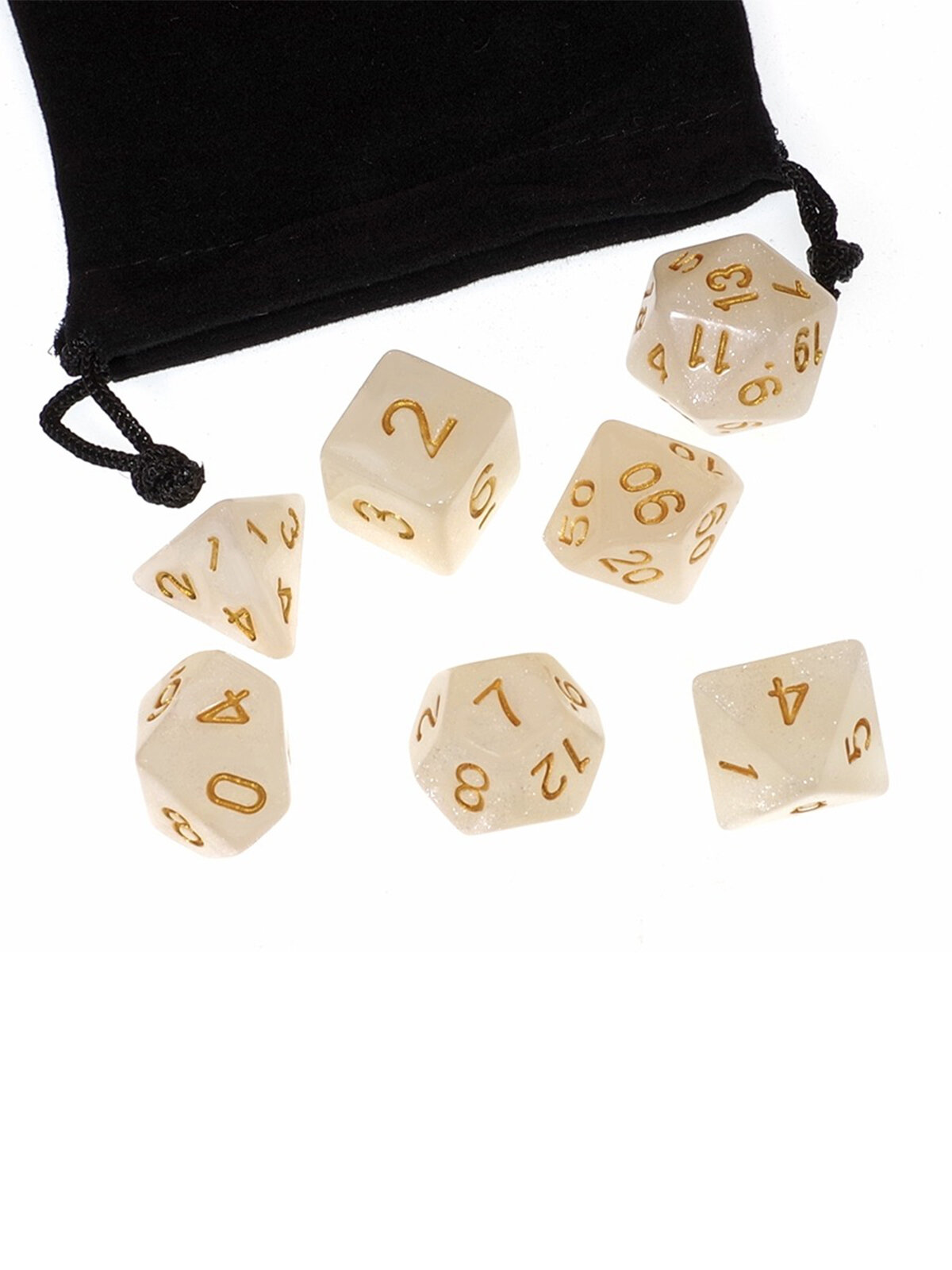 Набор игральных кубиков STUFF PRO дайсы с мешочком 7 шт, жемчужный белый