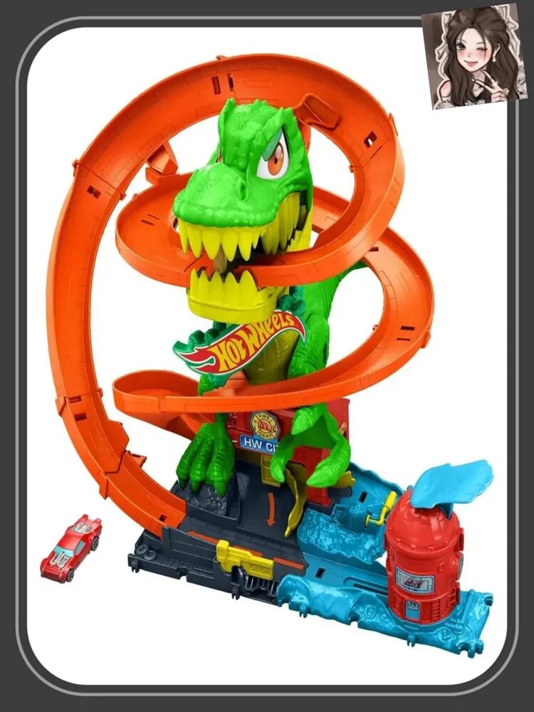 Игрушечный трек Hot Wheels T-Rex для мальчиков с машинкой и петлей