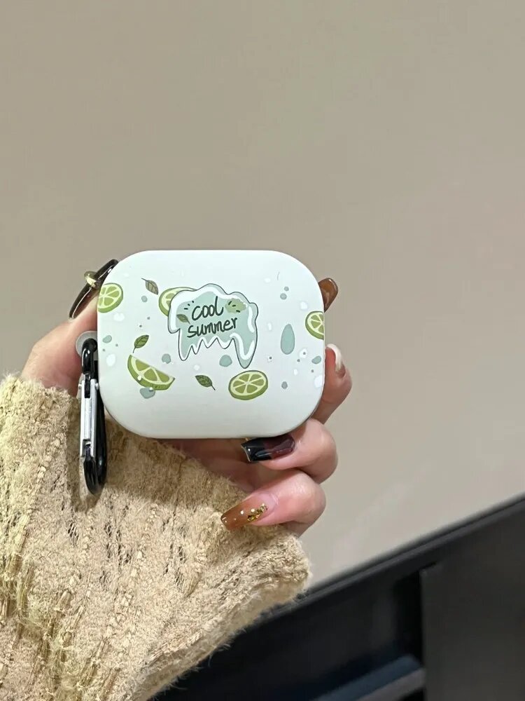 Силиконовый защитный чехол бампер для Xiaomi Redmi Buds 6 Наушники беспроводные, с дизайном Лайм и персик, с противоударными свойствами