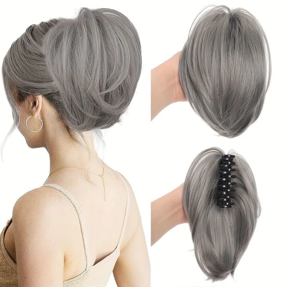 Женский натуральный парик с длинными вьющимися волосами, собранный в высокий конский хвост 22cm