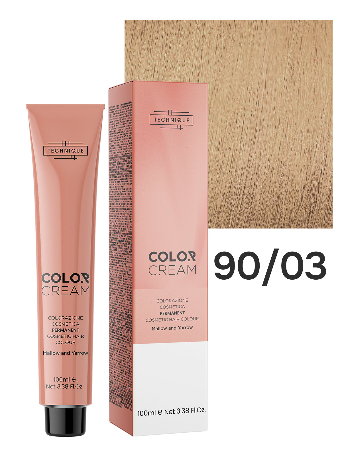 Крем - краска для тонирования волос профессиональная Technique Color Cream Permanent Cosmetic Hair Colour 90.03 Тонер Золотистый, 100 мл