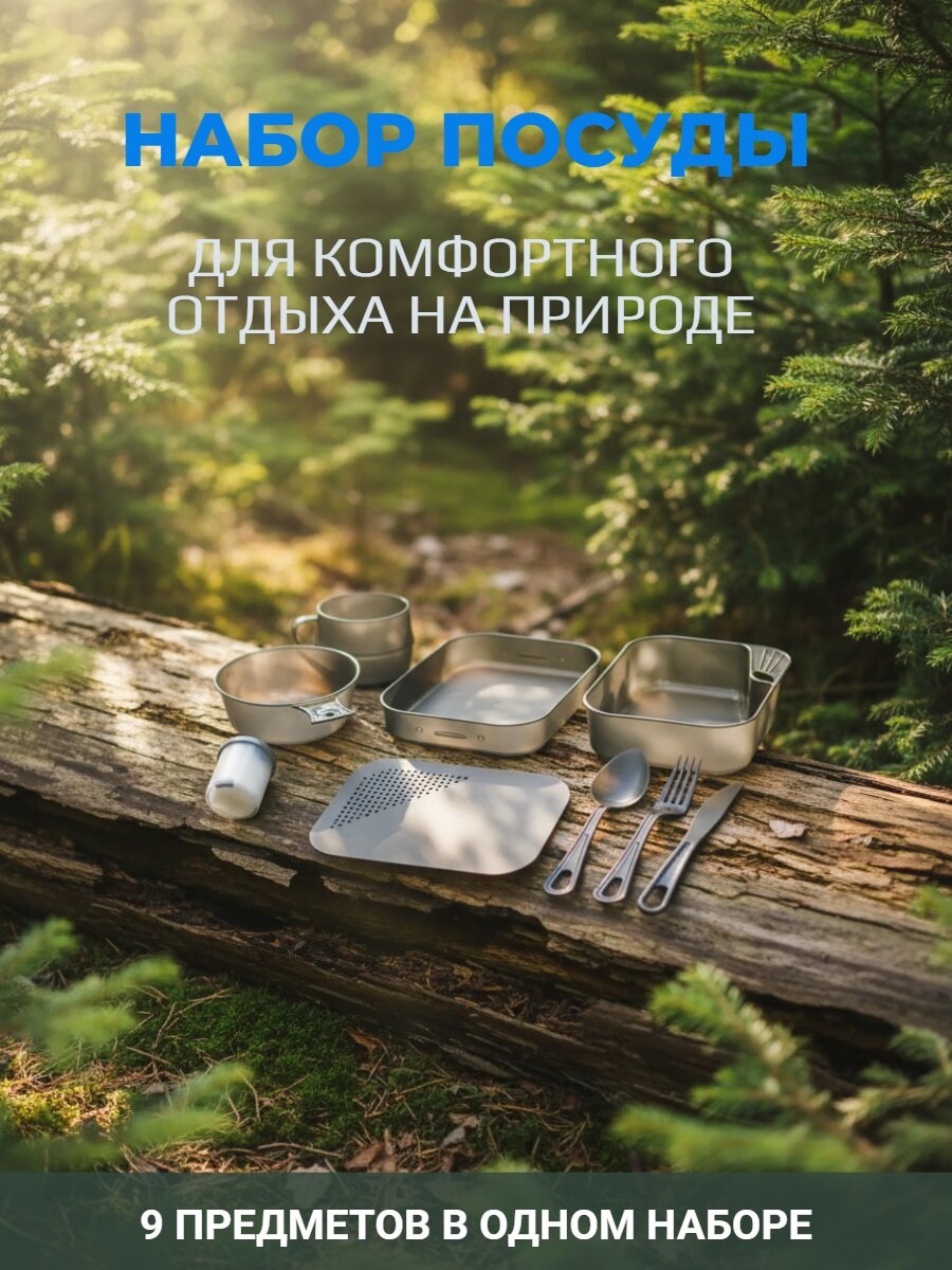 Набор посуды для кемпинга Multicamp, 9 предметов