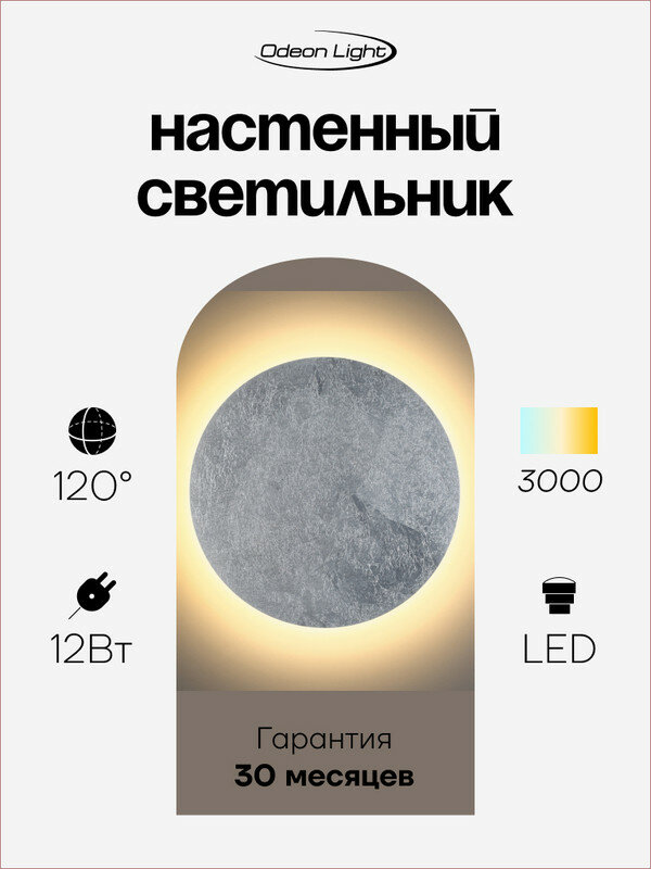 Настенный светильник ODEON LIGHT LUNARIO 3562/12WL LED 12W серебристый