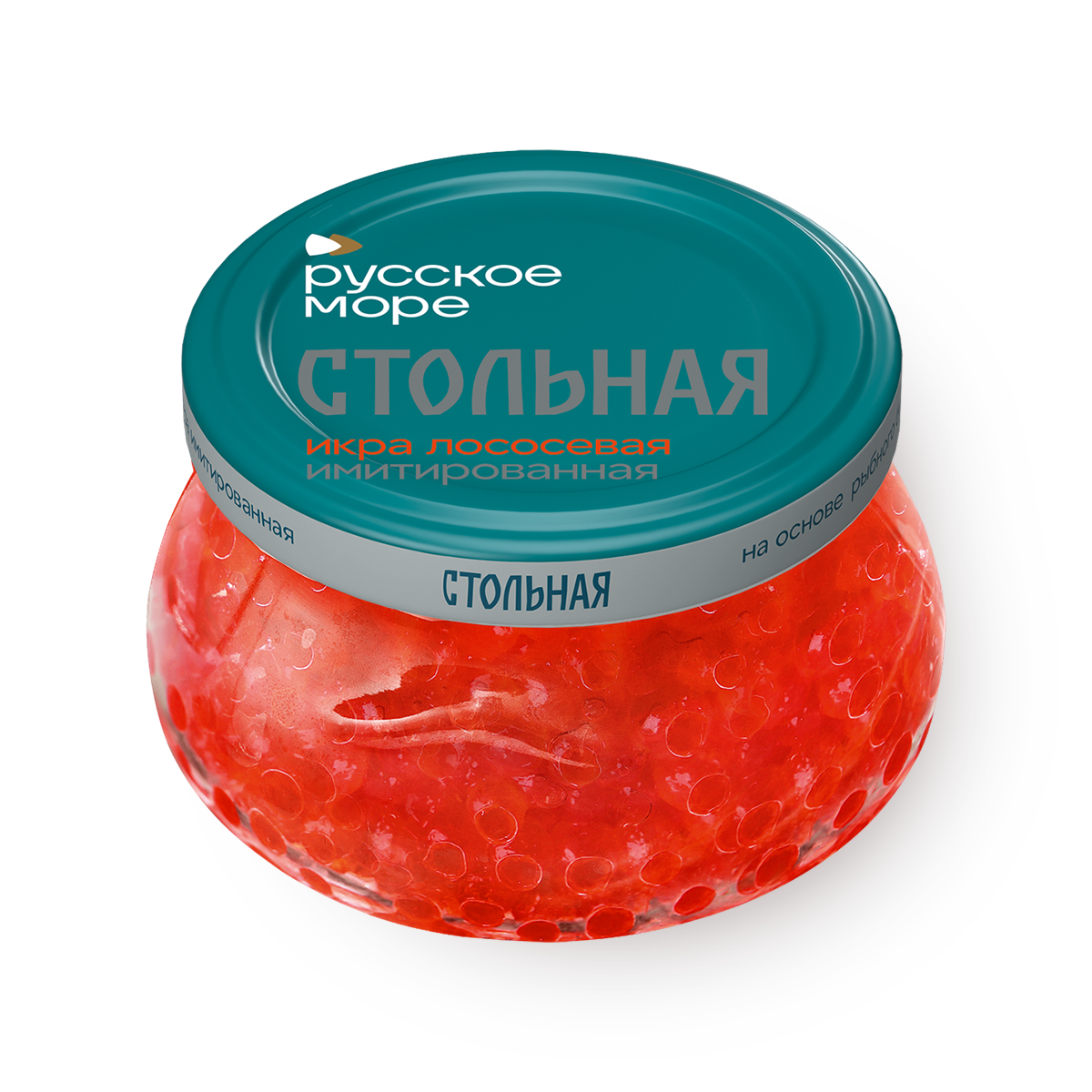 Икра лососевая Стольная Русское Море, имитированная, в стеклянной банке, 230 г