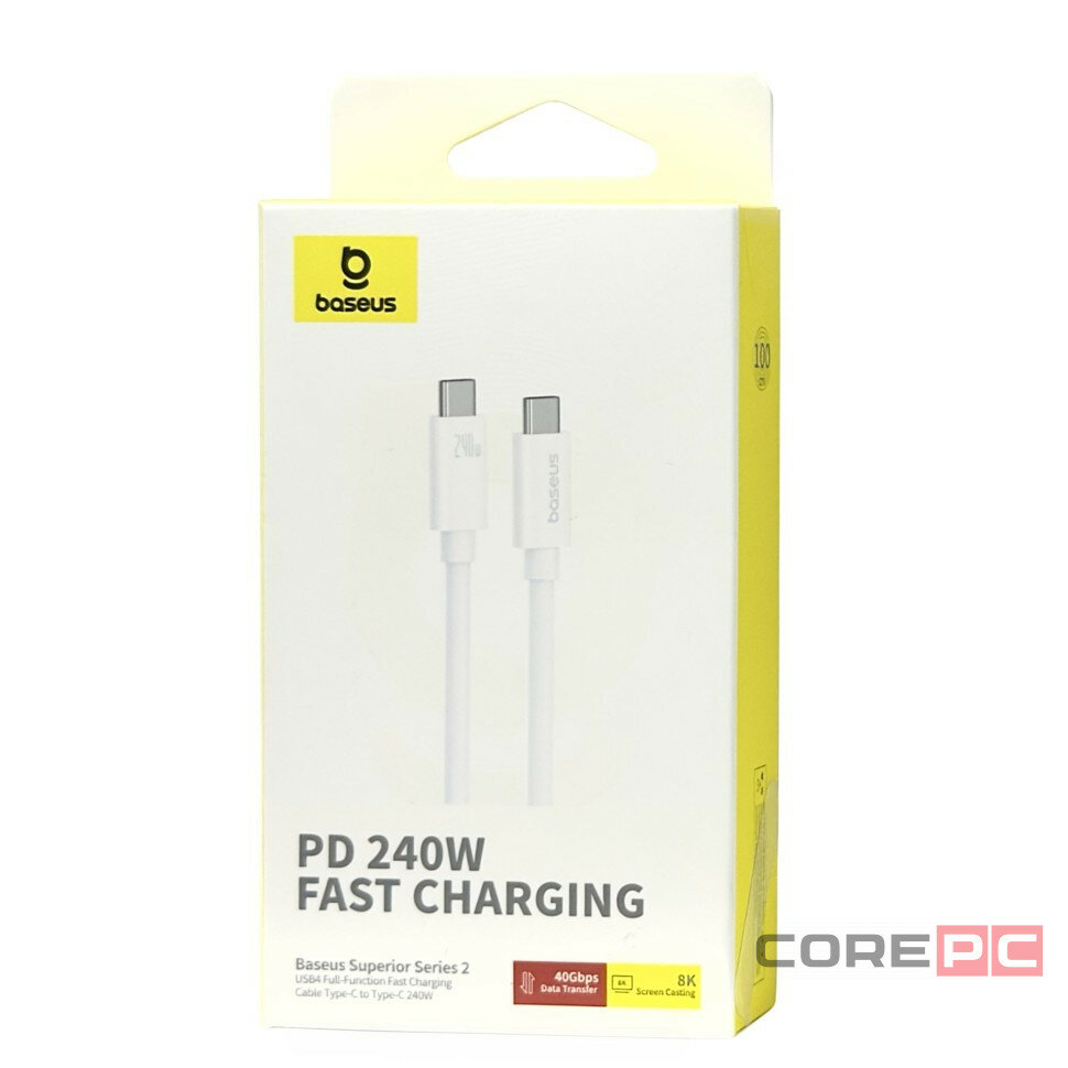 Кабель-зарядка Type-C на Type-C Baseus Superior Series2 240W 1м (P10365200211-02) белый