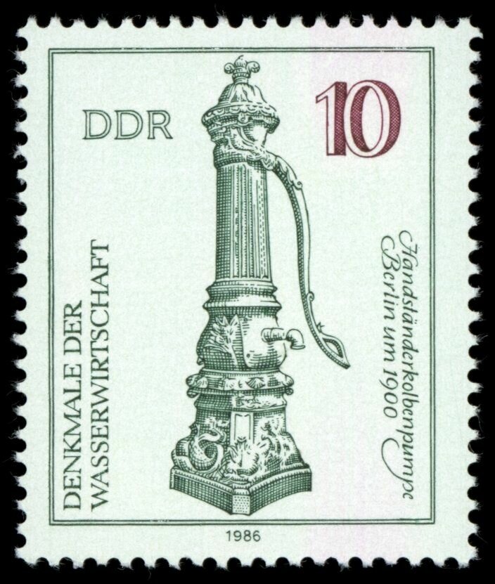 (1986-001) Марка Германия (ГДР) "Насос, Берлин (1900)" Водоснабжение III O