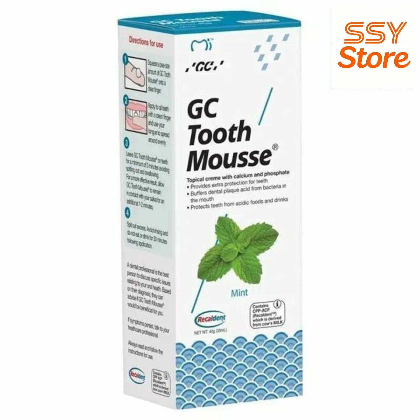 Эксклюзивный премиум гель GC Tooth Mousse для реминерализации эмали с мятным вкусом, 40 грамм