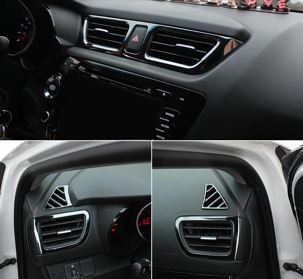 Хром-накладки на воздуховоды из нержавеющей стали для Киа Рио 3 - Kia Rio 3 2011-2016
