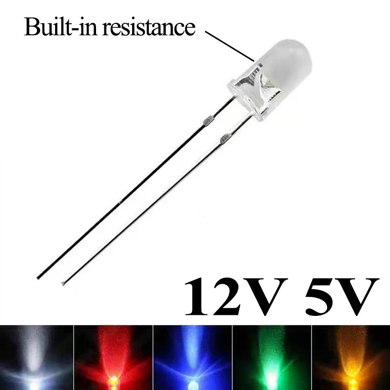 12V LED индикаторы BALL, теплый белый, красный, синий, 100шт