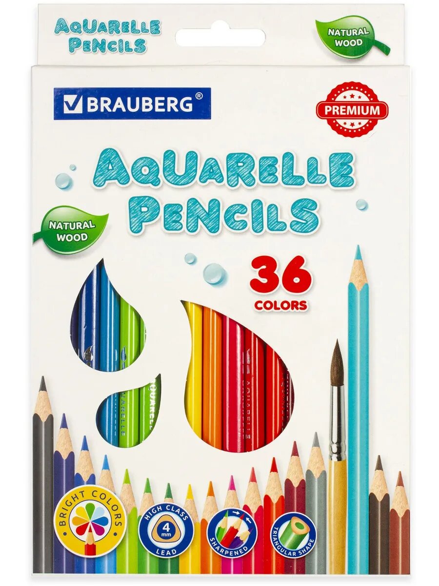 Карандаши акварельные "AQUARELLE", 36 цветов (181674)