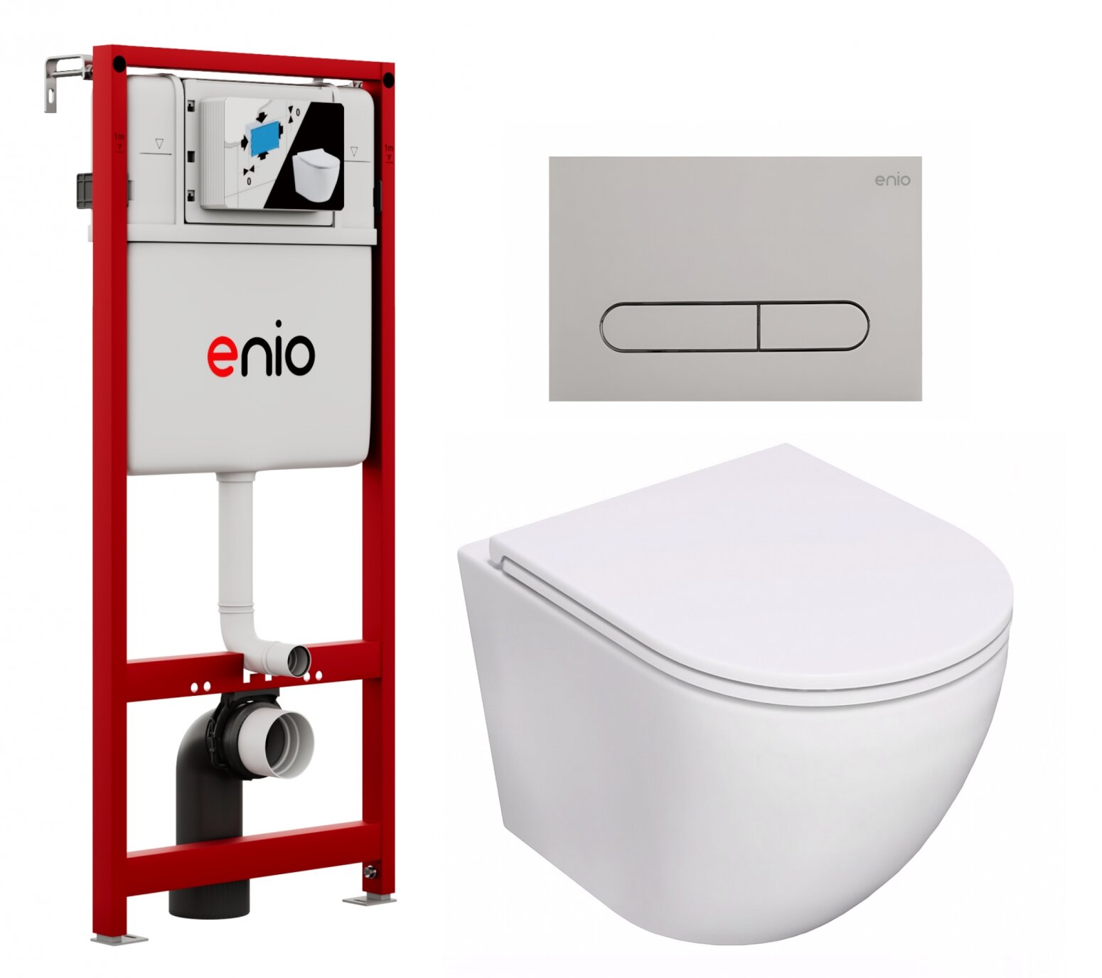 Комплект 3 в 1 инсталляция Enio Profi EN7050050 + Унитаз подвесной Lorne Pilpao LN5007501 + кнопка хром матовый Stondato