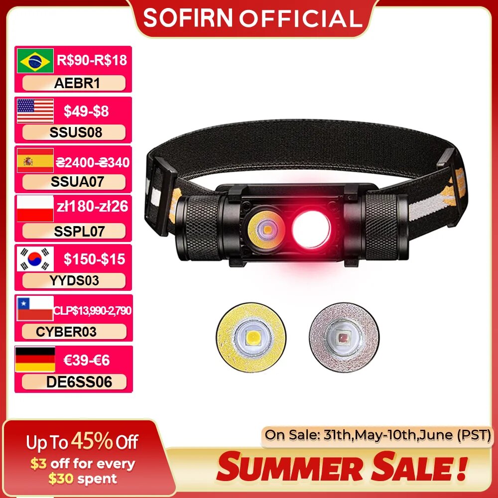Sofirn H25LR налобный фонарь белый+красный