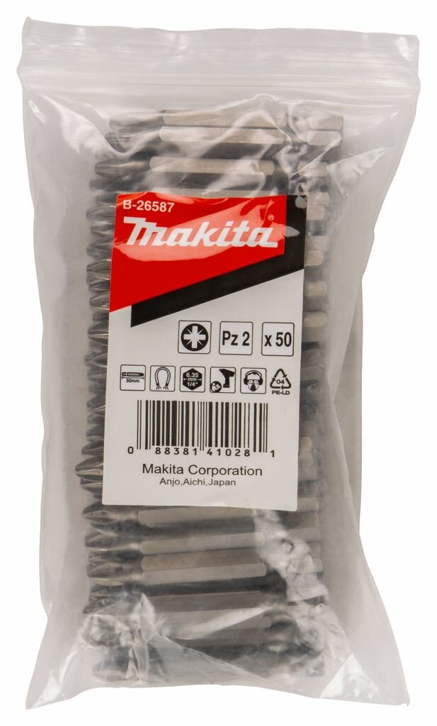 Набор бит 50 шт PZ2, 50 мм, E-form (MZ), Makita B-26587
