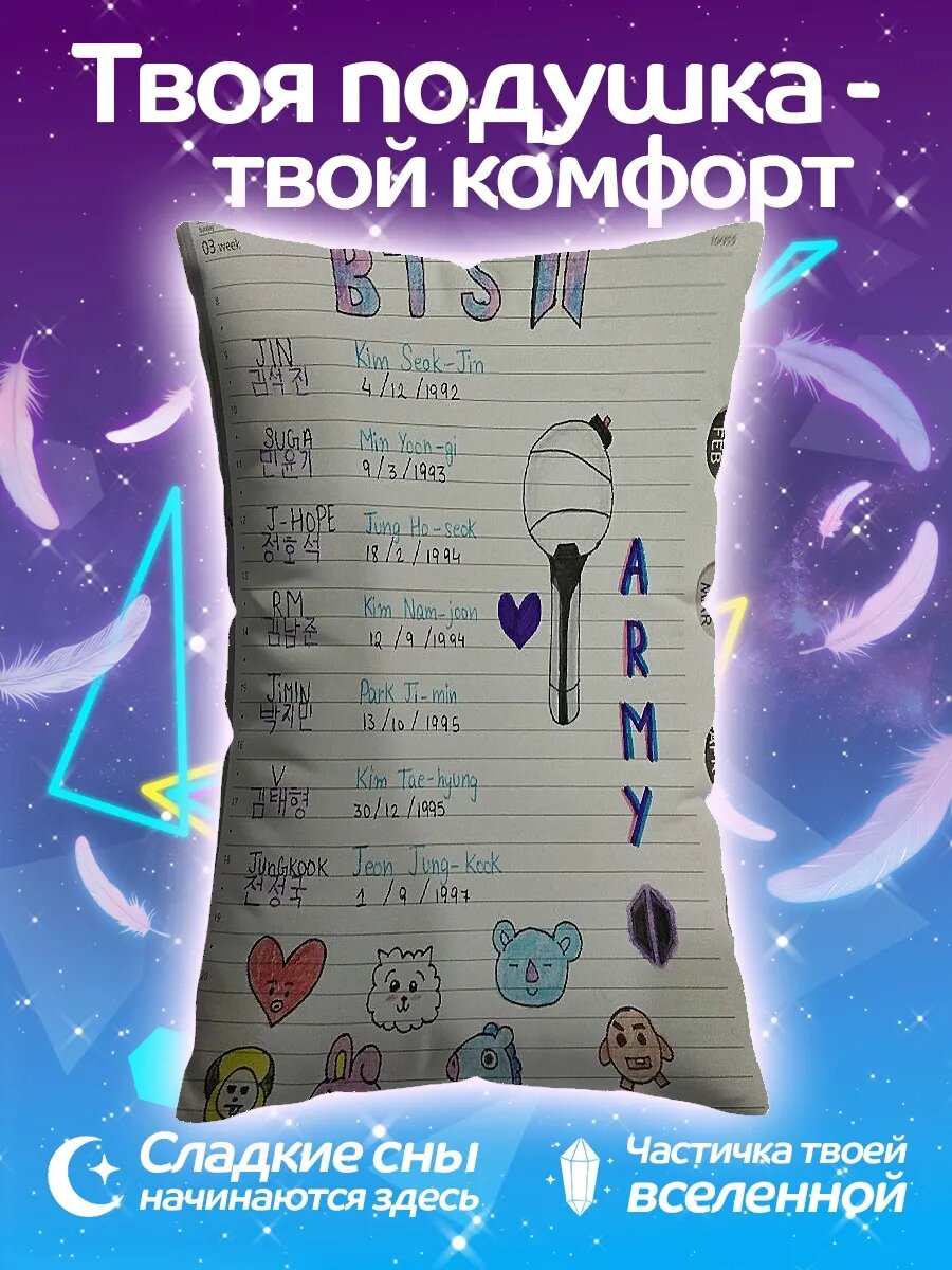 Подушка дакимакура BTS информация об участниках