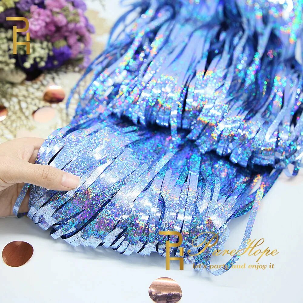 Фольгированная занавеска-фон parehope 2x2 м Синий, glitter light blue