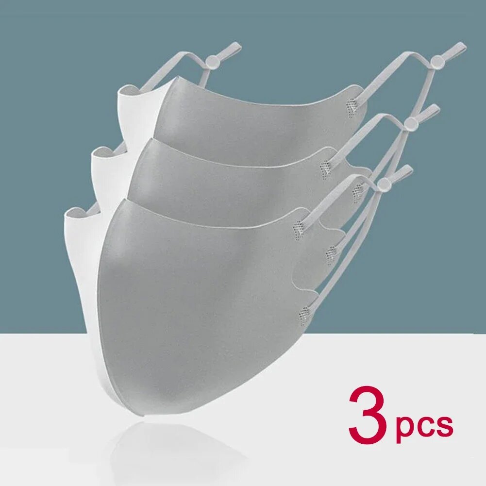 3 шт, многоразовые маски JaneDream из льняного шелка для взрослых 3pcs Gray