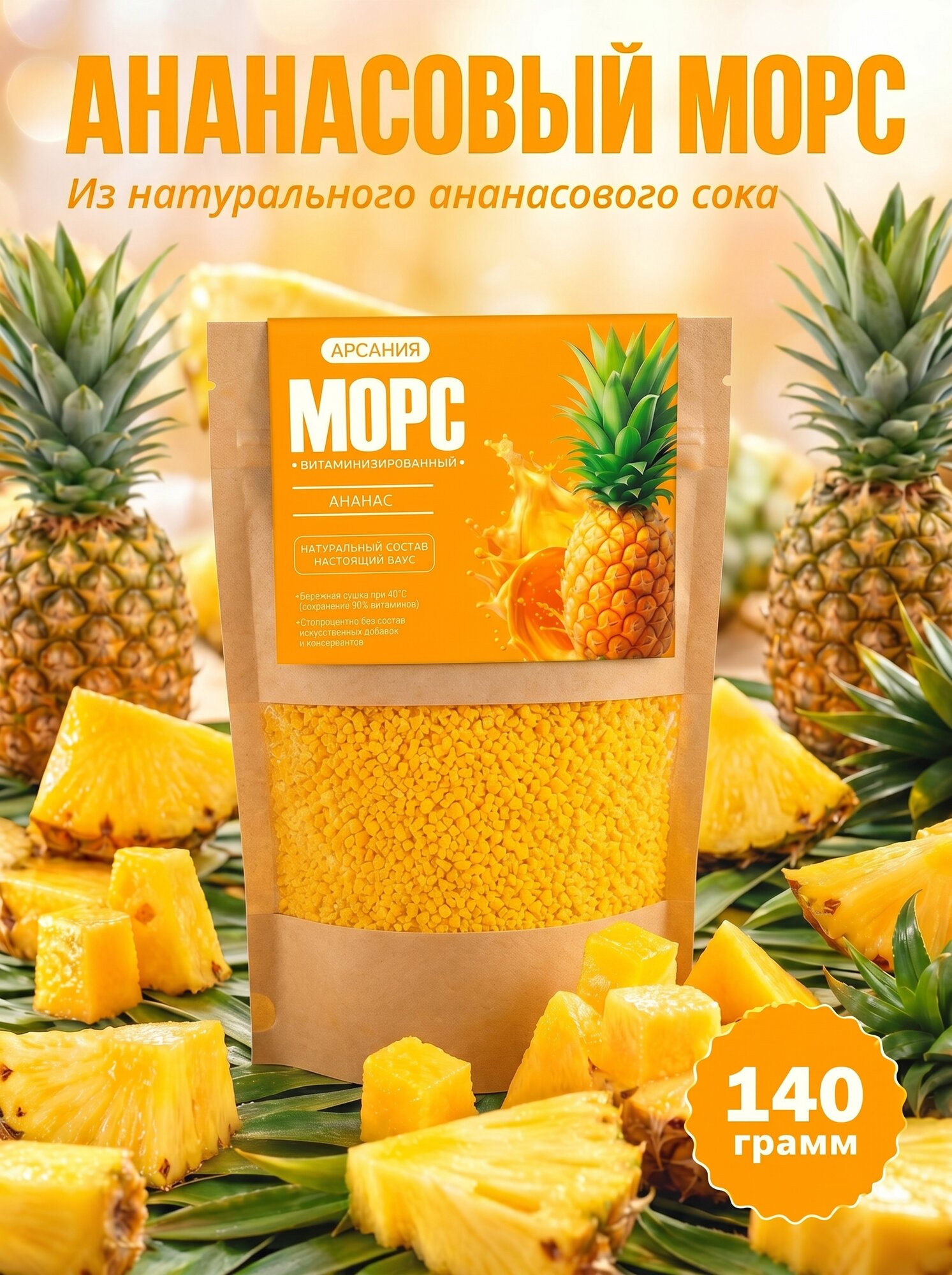Морс Ананас в пакетике 140 гр сухой концентрированный основа концентрат для напитка с витаминами