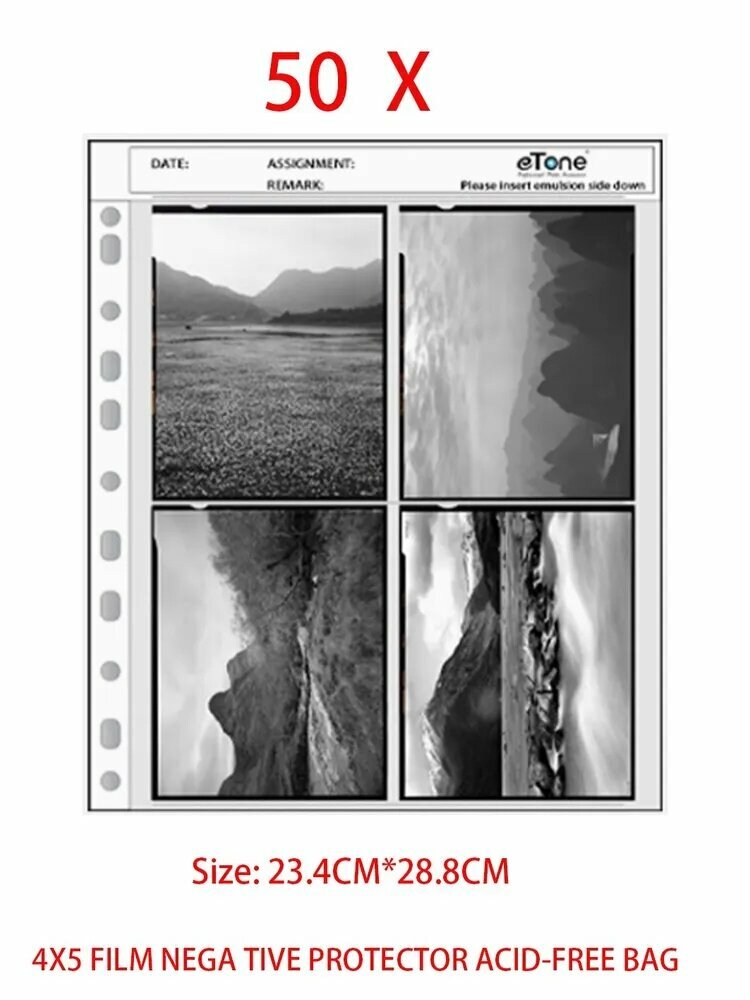 50 слайдов из 4x5 черно-белой плёнки хранения ( 4 кадра, c перфорацией для папки)