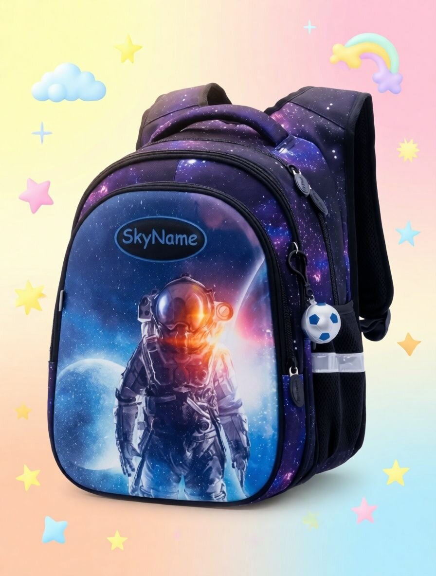 Рюкзак SkyName, для мальчиков, детский, анатомическая спинка, полиэстер, водоотталкивающий