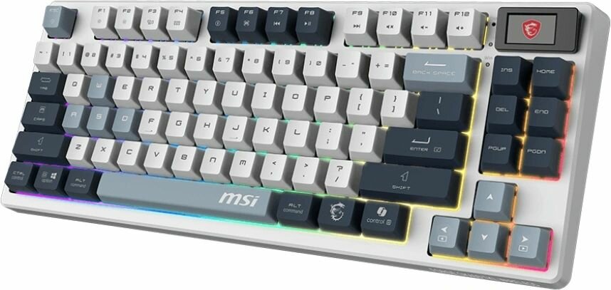 Клавиатура для компьютера игровая MSI GK600 механическая USB, Bluetooth/Радиоканал, белый, синий (S11-43RUP01-HH9)