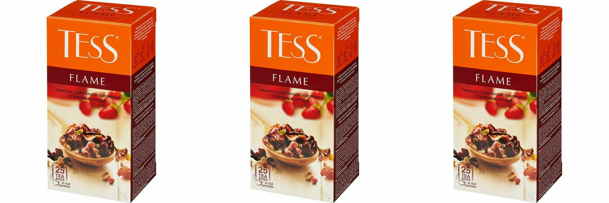 Tess Чай в пакетиках Flame фруктовый, 25 шт, 3 уп