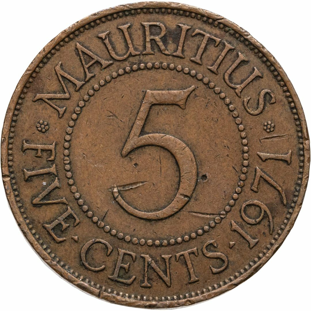 Маврикий 5 центов 1971, Бронза, в сохранности F-VF