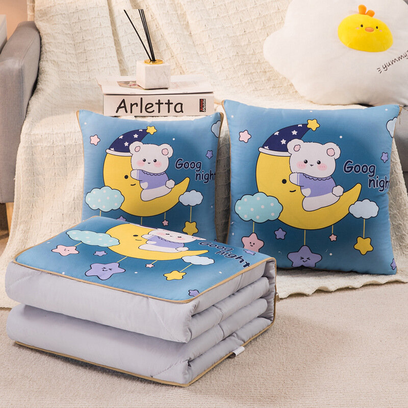 Goodnight Bear Многофункциональный подушка и одеяло, Подушка 50x50см, Одеяло 150x190см, Мягкая хлопковая ткань для
